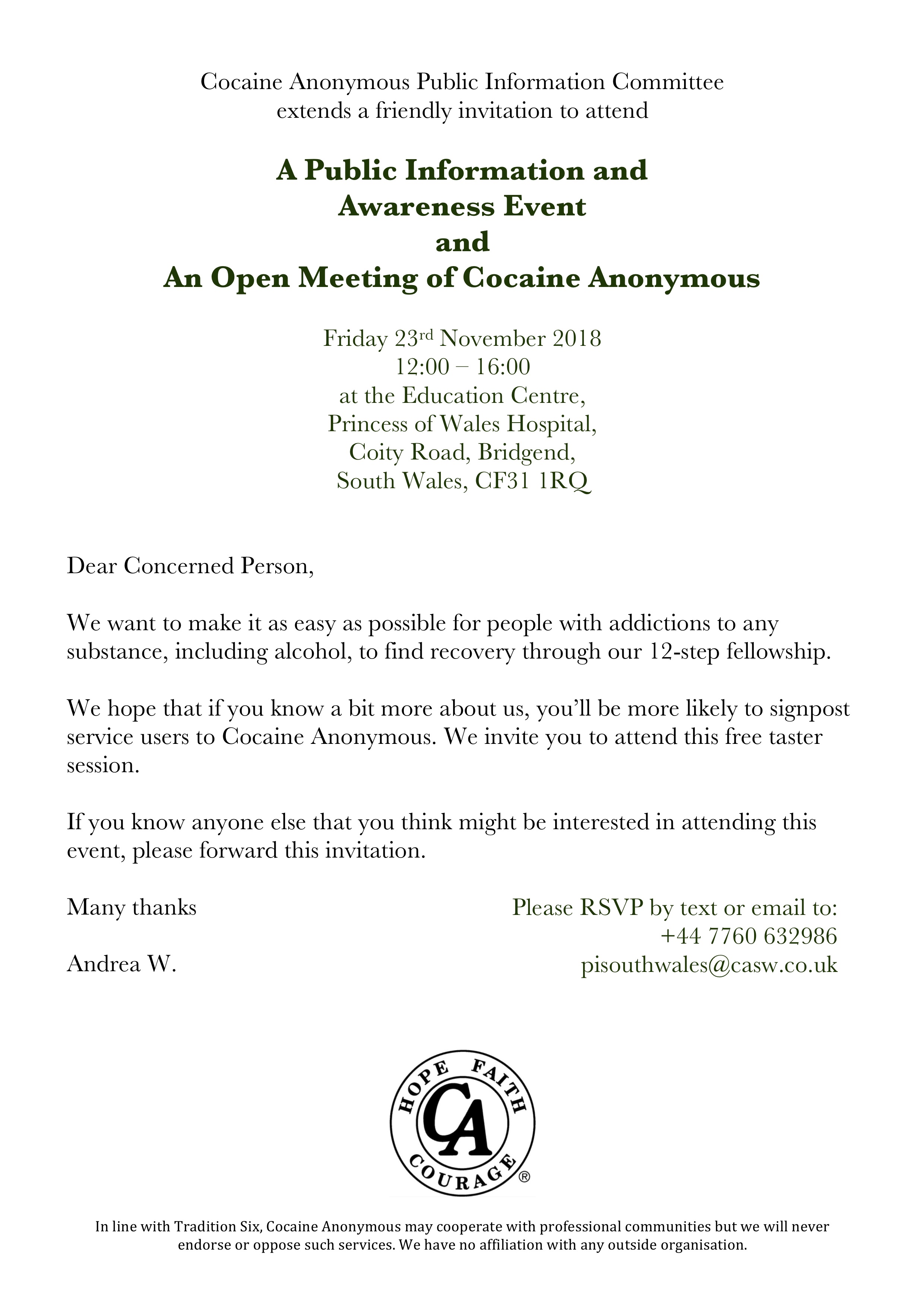 PI Events - C.A. Wales Area